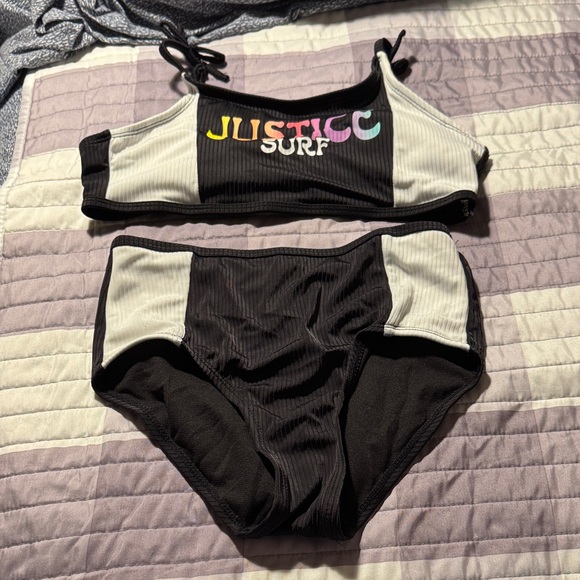 Justice | Swim | Justice Black And White Bikini With Colorful Logo ...
